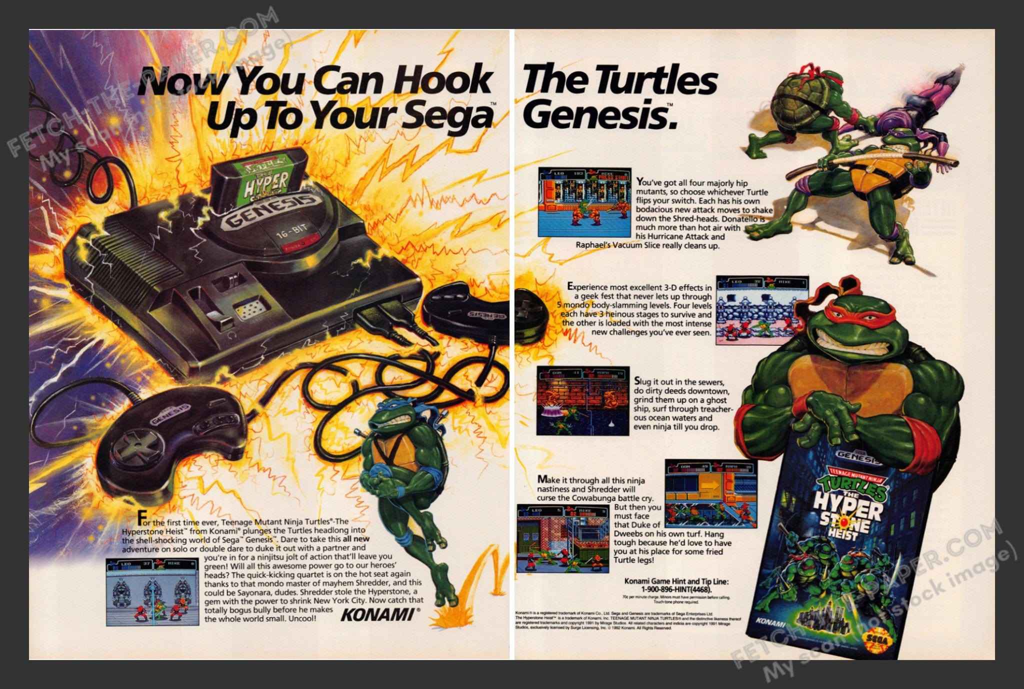 TMNT The Hyperstone Heist Video Game 1990s Print Advertisement 1992 — Fetch-the-Paper