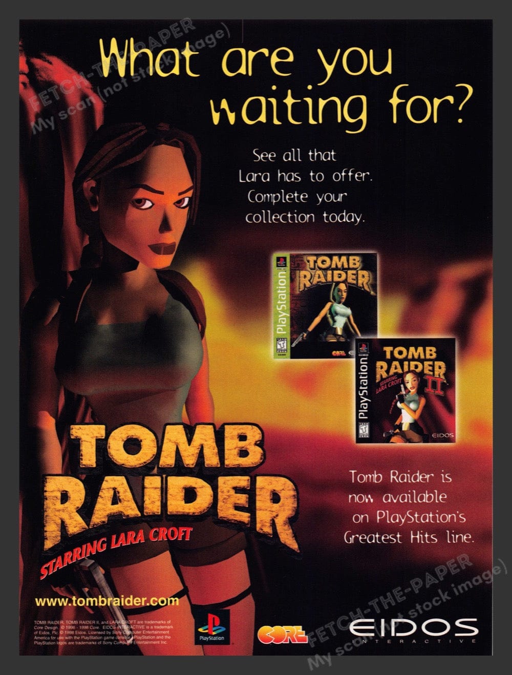 Tomb Raider Starring Lara Croft 1990s Video Game Print Advertisement 1 ...