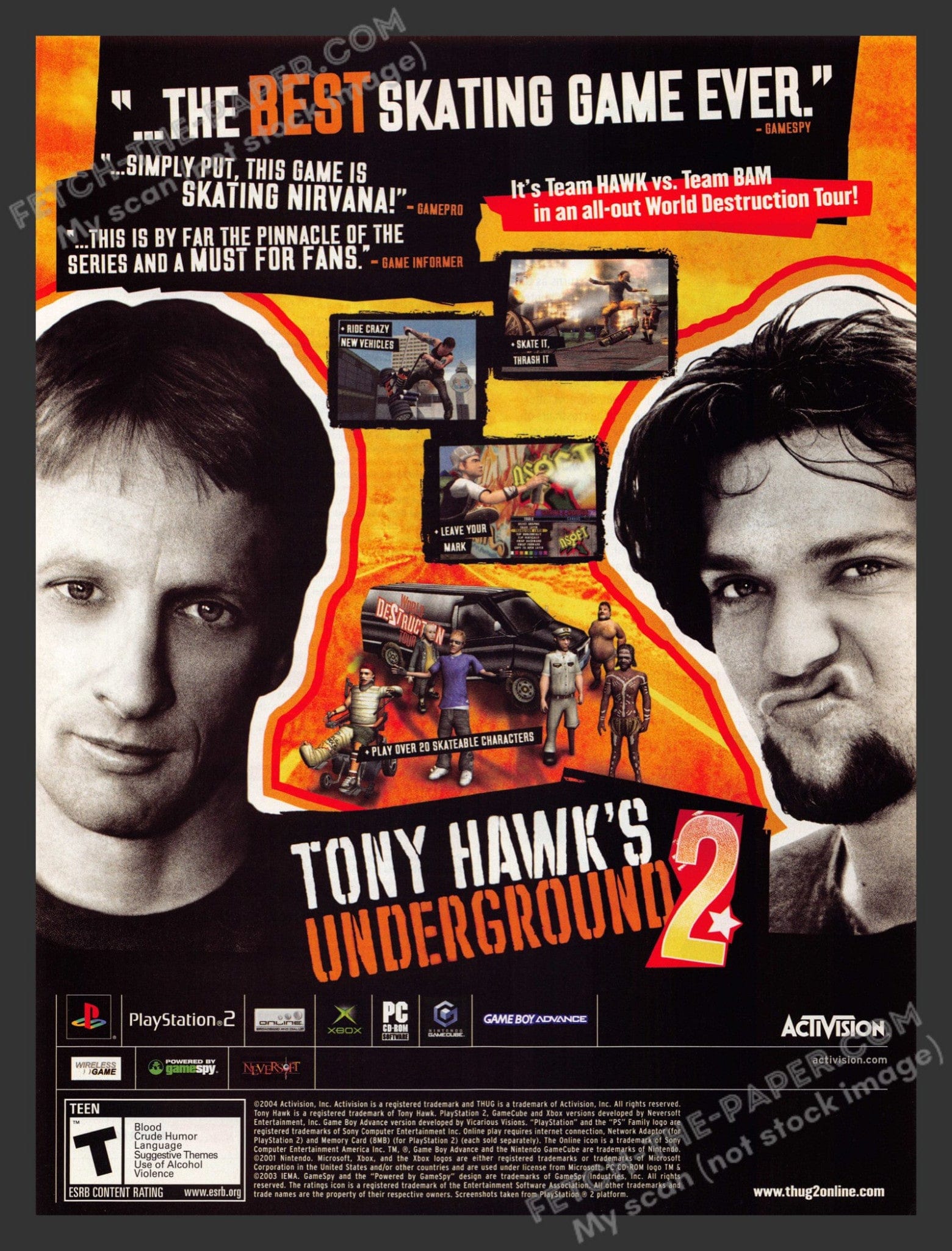 Tony Hawk's Underground 2 Video Game 2000s Print Ad — Fetch-the-Paper