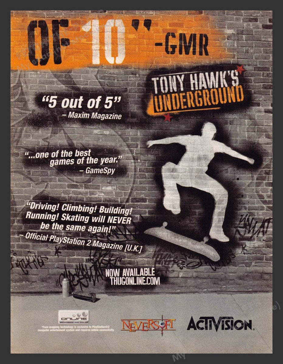 Tony Hawk's Underground 2000s Video Game Print Advertisement 2004 — Fetch-the-Paper