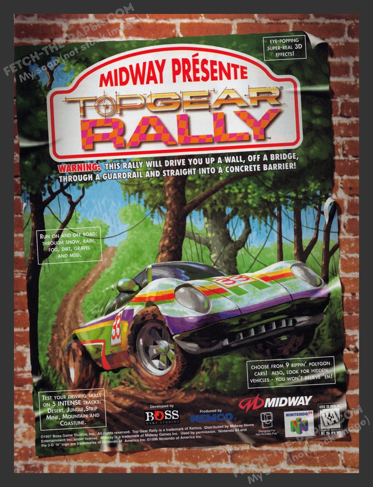 Top Gear Rally 1990s Video Game Print Advertisement — Fetch-the-Paper