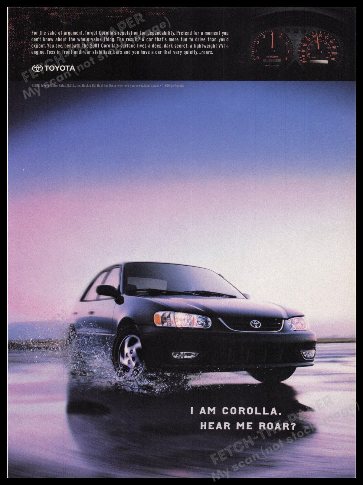 Toyota Corolla Car 2000s Print Advertisement Ad 2000 "Hear me Roar ...
