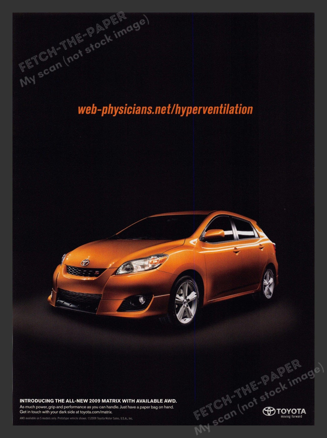 Toyota Matrix Orange Car Print Ad 2008 - AWD Feature Highlighted ...