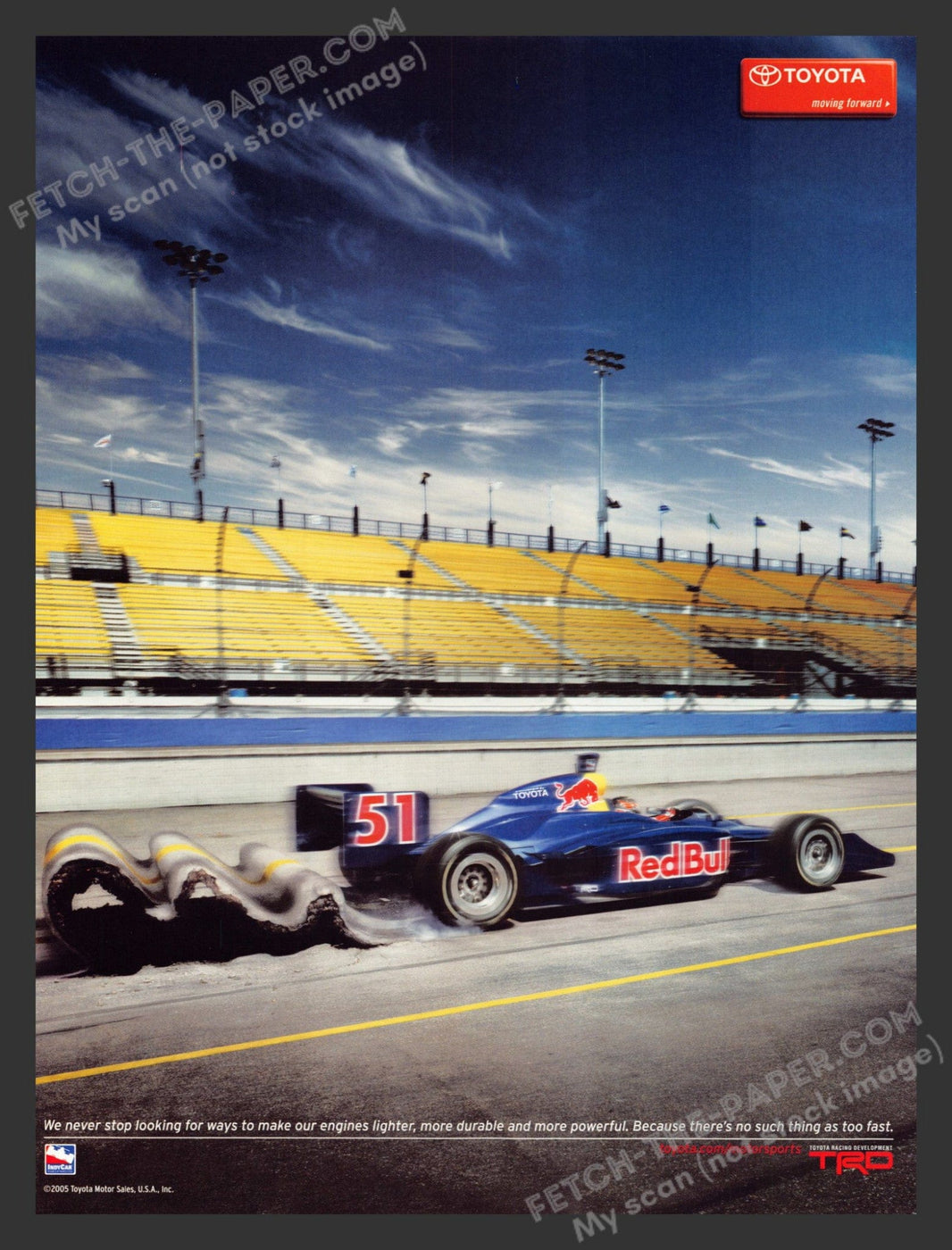Vintage 2005 Toyota Red Bull Race Car Print Ad 8"x11" — Fetch-the-Paper