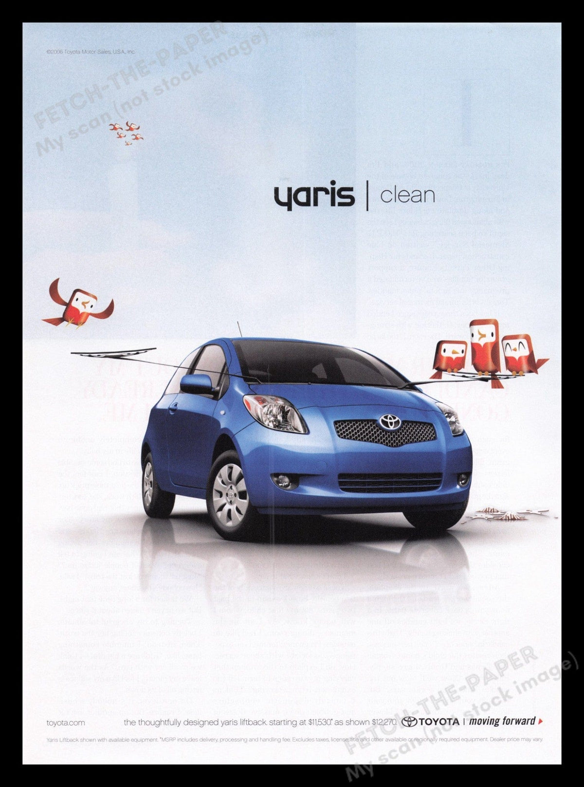 Toyota Yaris 2000s Print Advertisement Ad 2007 Clean Bird — Fetch-the-Paper