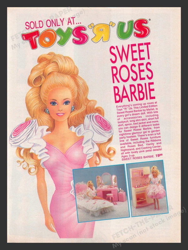 Toys "R" Us Sweet Roses Barbie Limited Edition 1980s Print Advertiseme ...