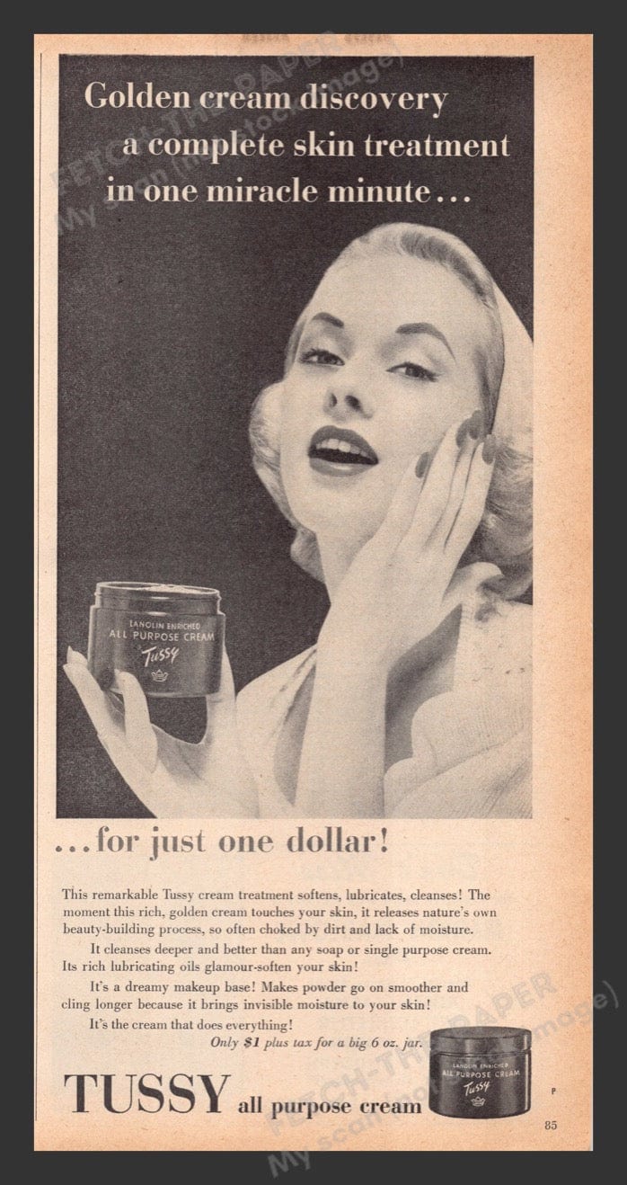 Vintage 1956 Tussy All Purpose Golden Cream Ad - 5.5" x 11" — Fetch-the ...