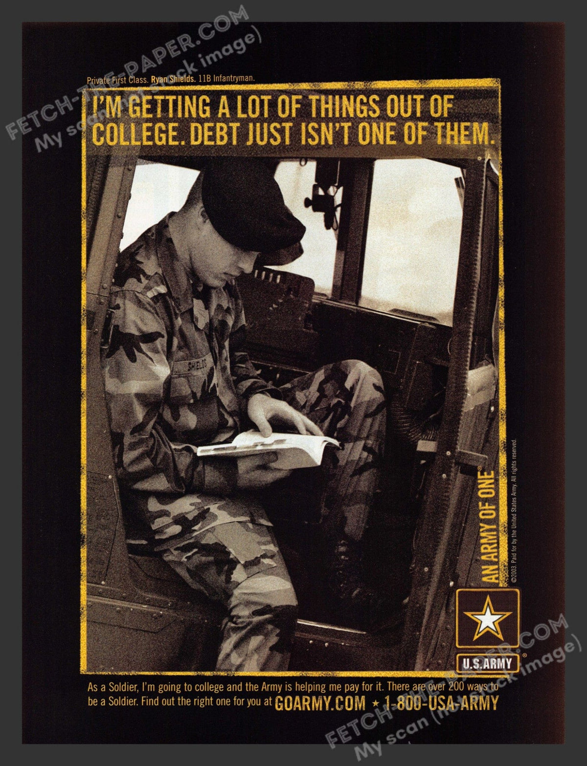 U.S. Army Private First Class Ryan Shields 2000s Print Ad — Fetch-the-Paper