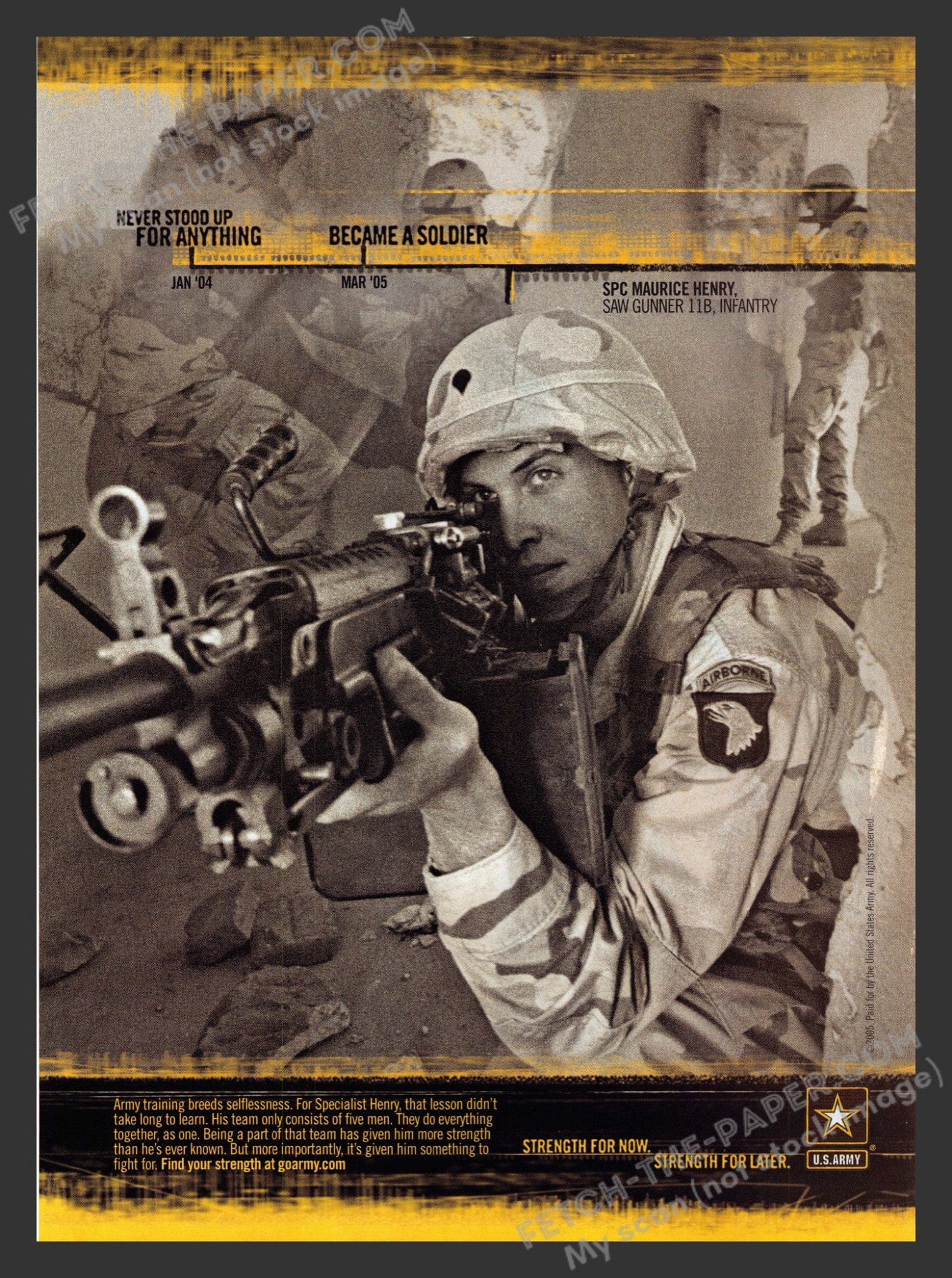 Original 2007 U.S. Army SPC Maurice Henry Print Ad — Fetch-the-Paper