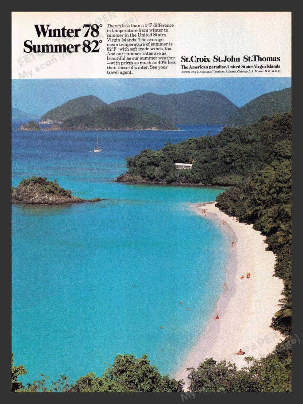 United States Virgin Islands Beach 1990s Print Advertisement Ad 1990 ...