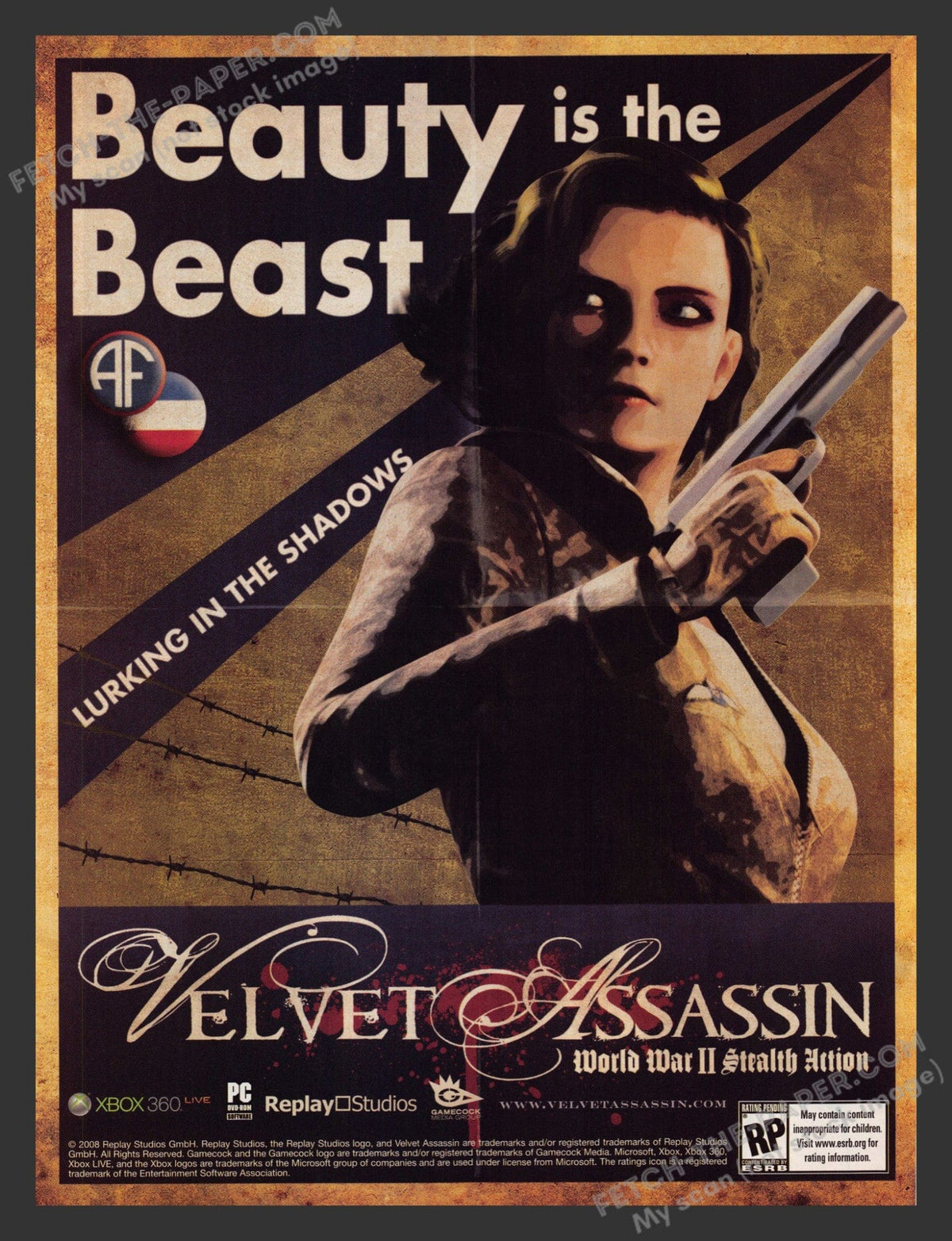Velvet Assassin: WWII Stealth 2000s Video Game Print Ad 2008 — Fetch-the-Paper