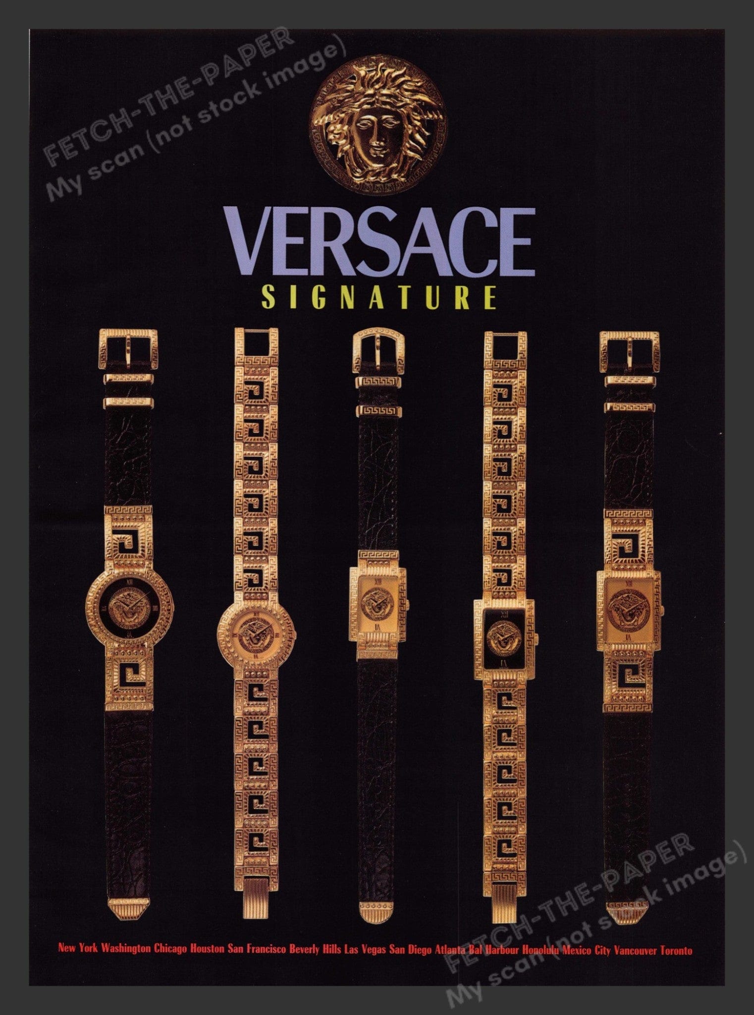 Versace Signature Watches 1990s Print Advertisement 1995 — Fetch-the-Paper