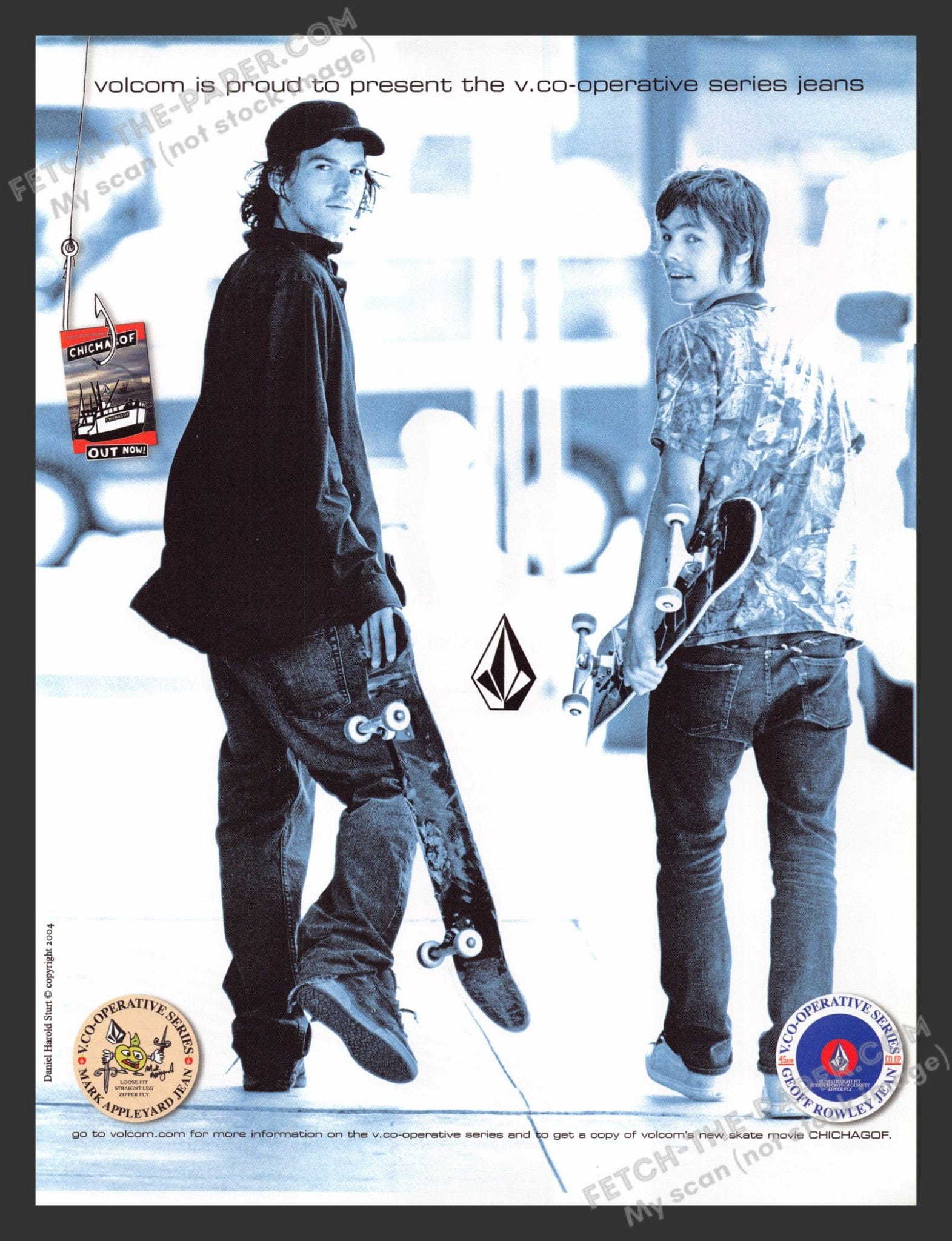 Vintage 2004 Volcom V.co-operative Jeans Skate Ad 8"x11" — Fetch-the-Paper