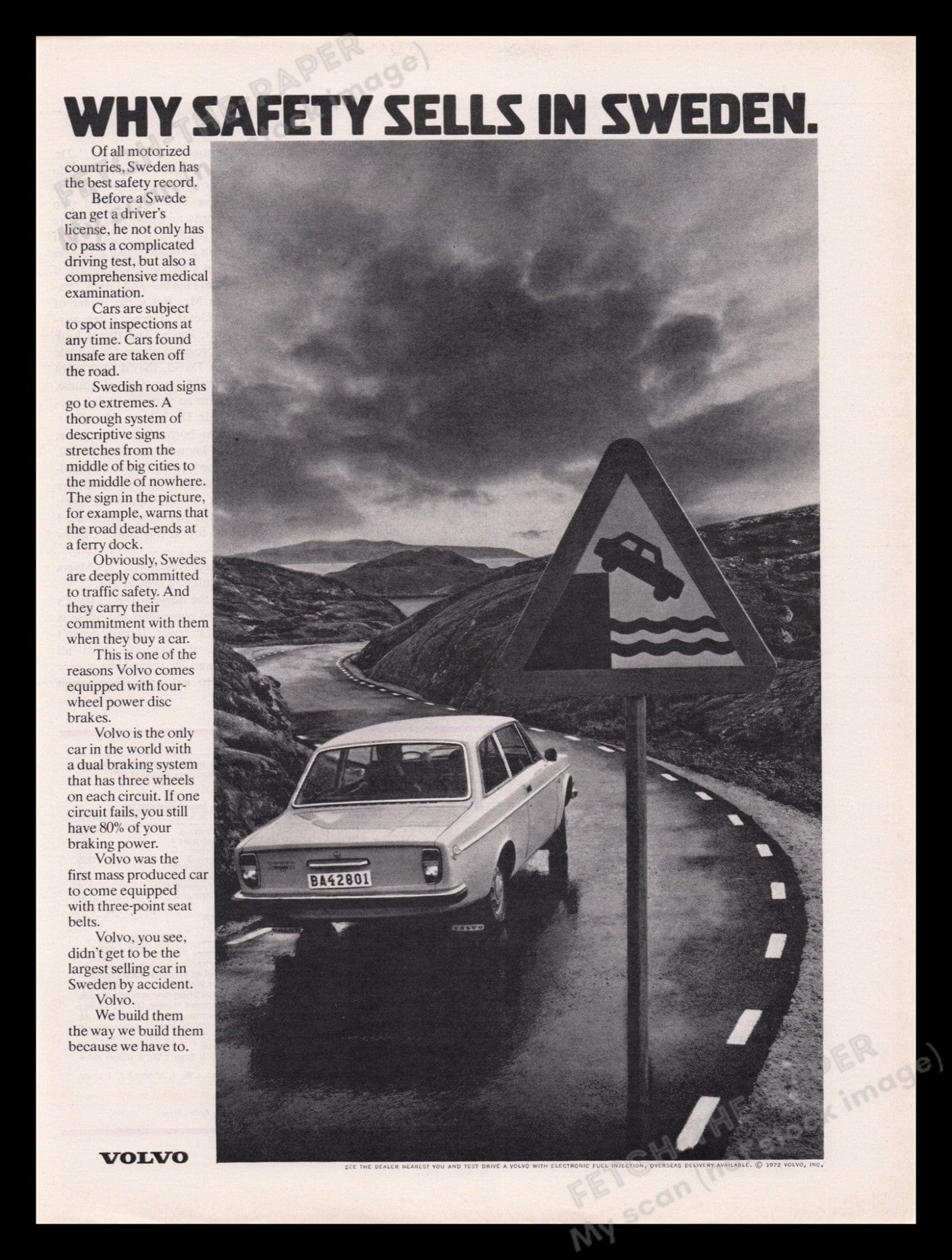 1972 Volvo Car Print Ad - Swedish Road Safety Vintage Poster — Fetch ...