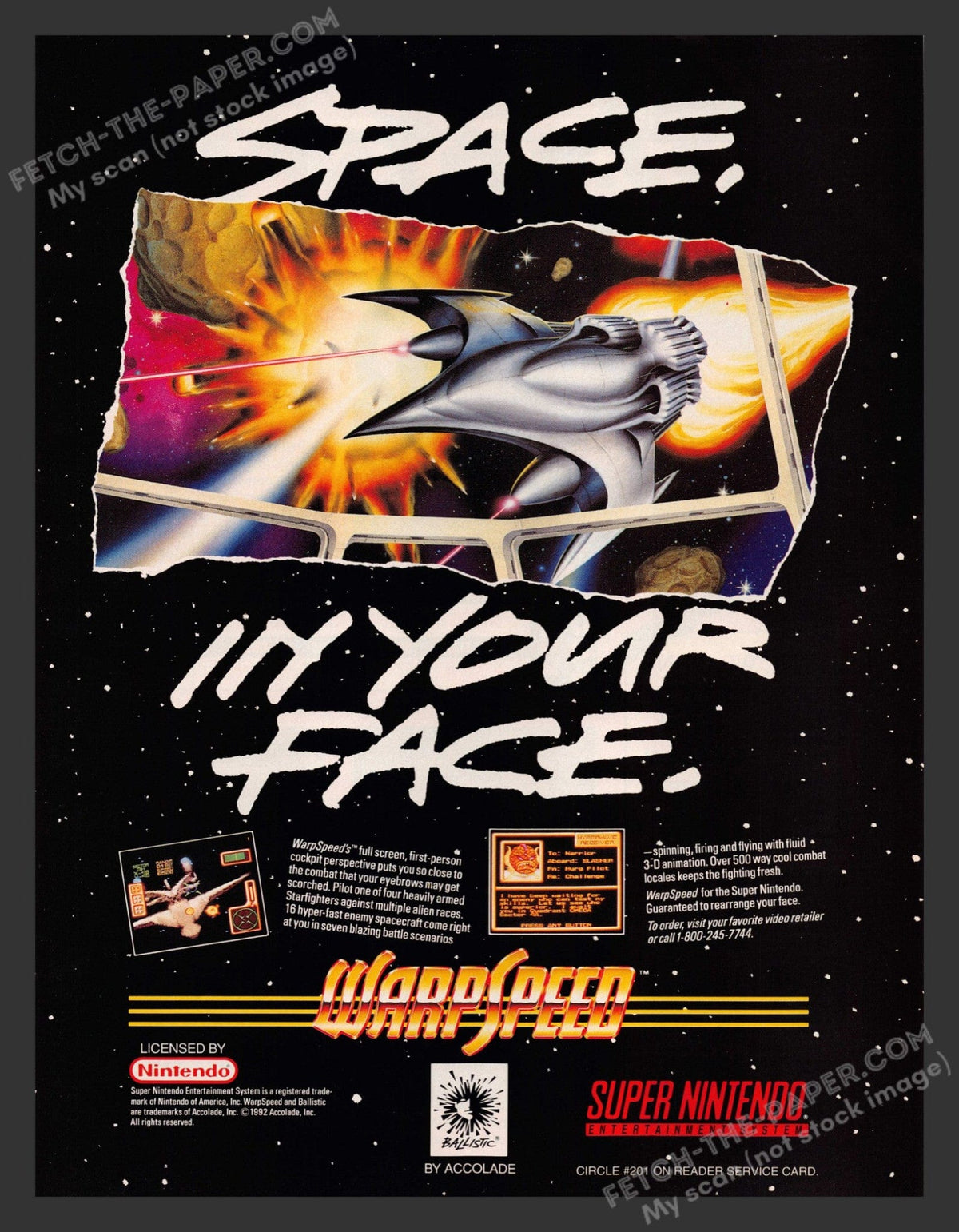 WarpSpeed Video Game 1990s Print Advertisement 1992 — Fetch-the-Paper