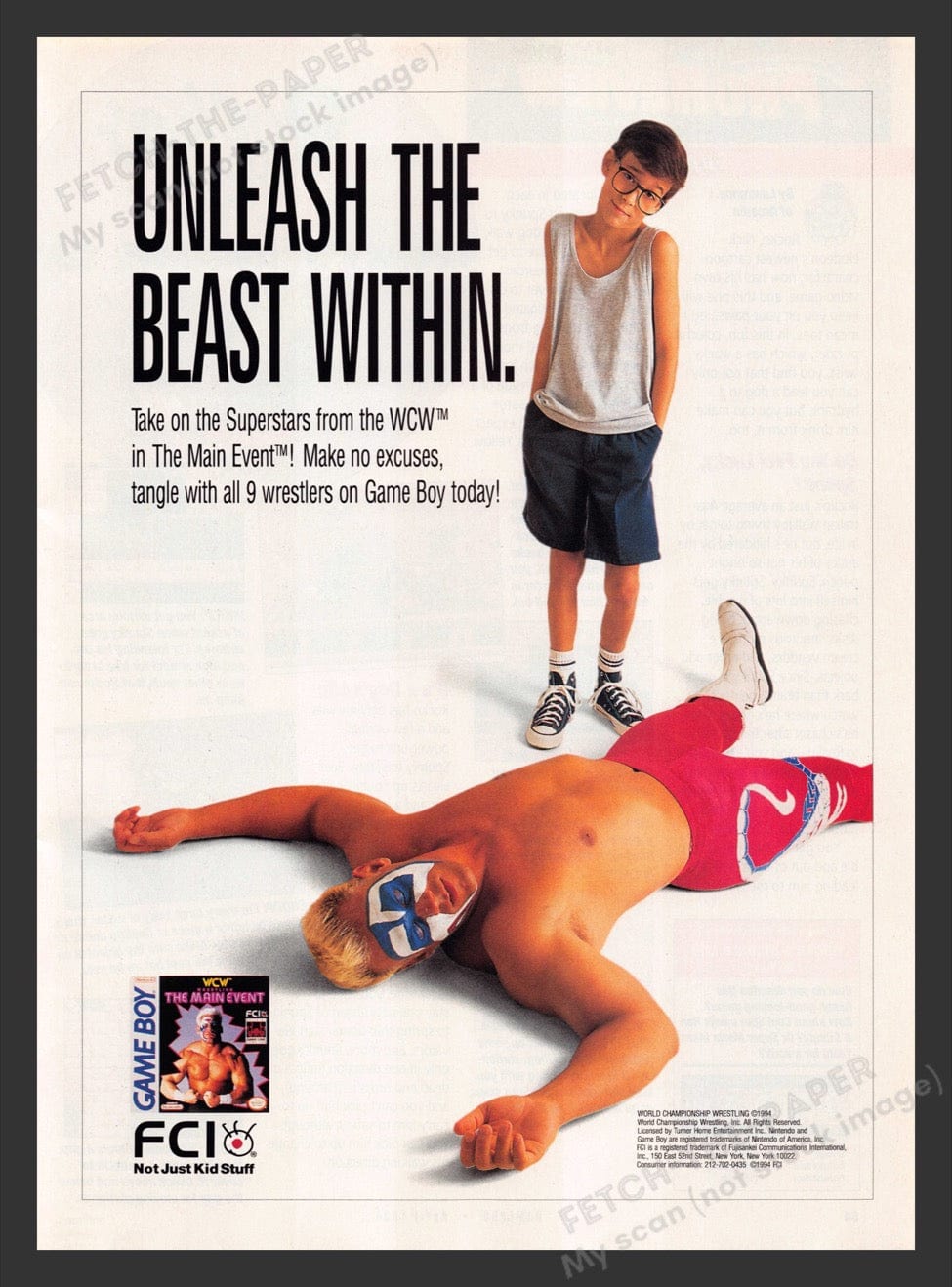 WCW The Main Event 1990s Video Game Print Advertisement 1994 — Fetch-the-Paper