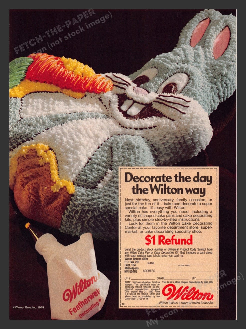 Wilton Bugs Bunny Cake Pan Decoration 1980s Print Advertisement Ad 198 ...