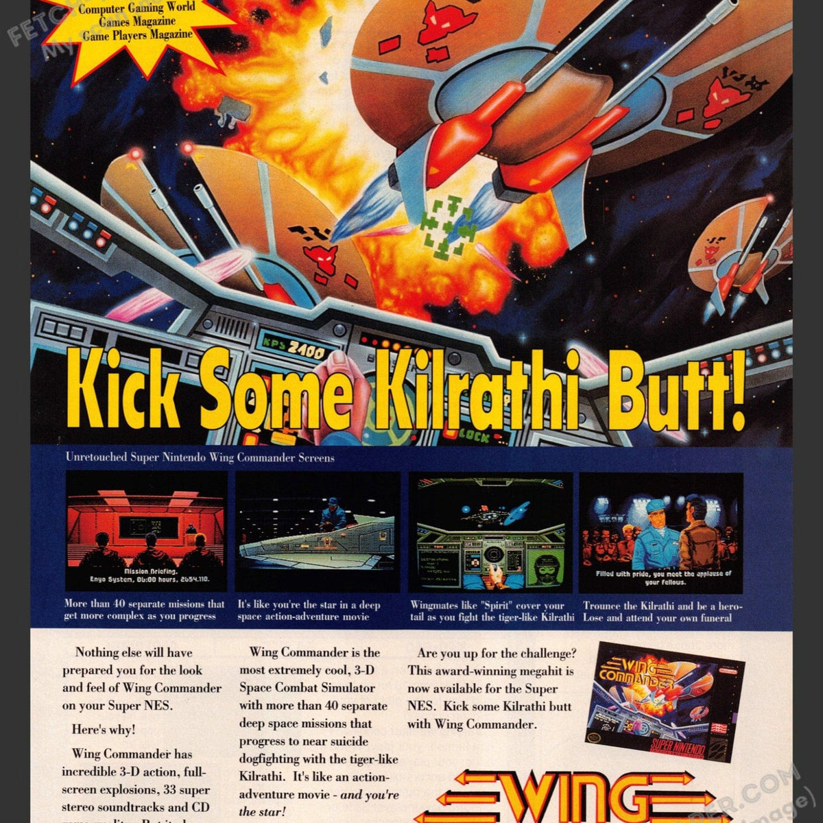 Wing Commander Video Game 1990s Print Advertisement 1992 — Fetch-the-Paper