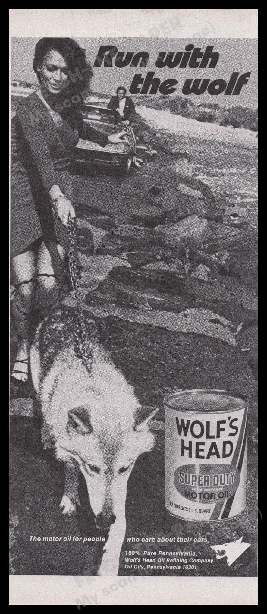 Vintage 1972 Wolf's Head Motor Oil Ad - Run with the Wolf — Fetch-the-Paper