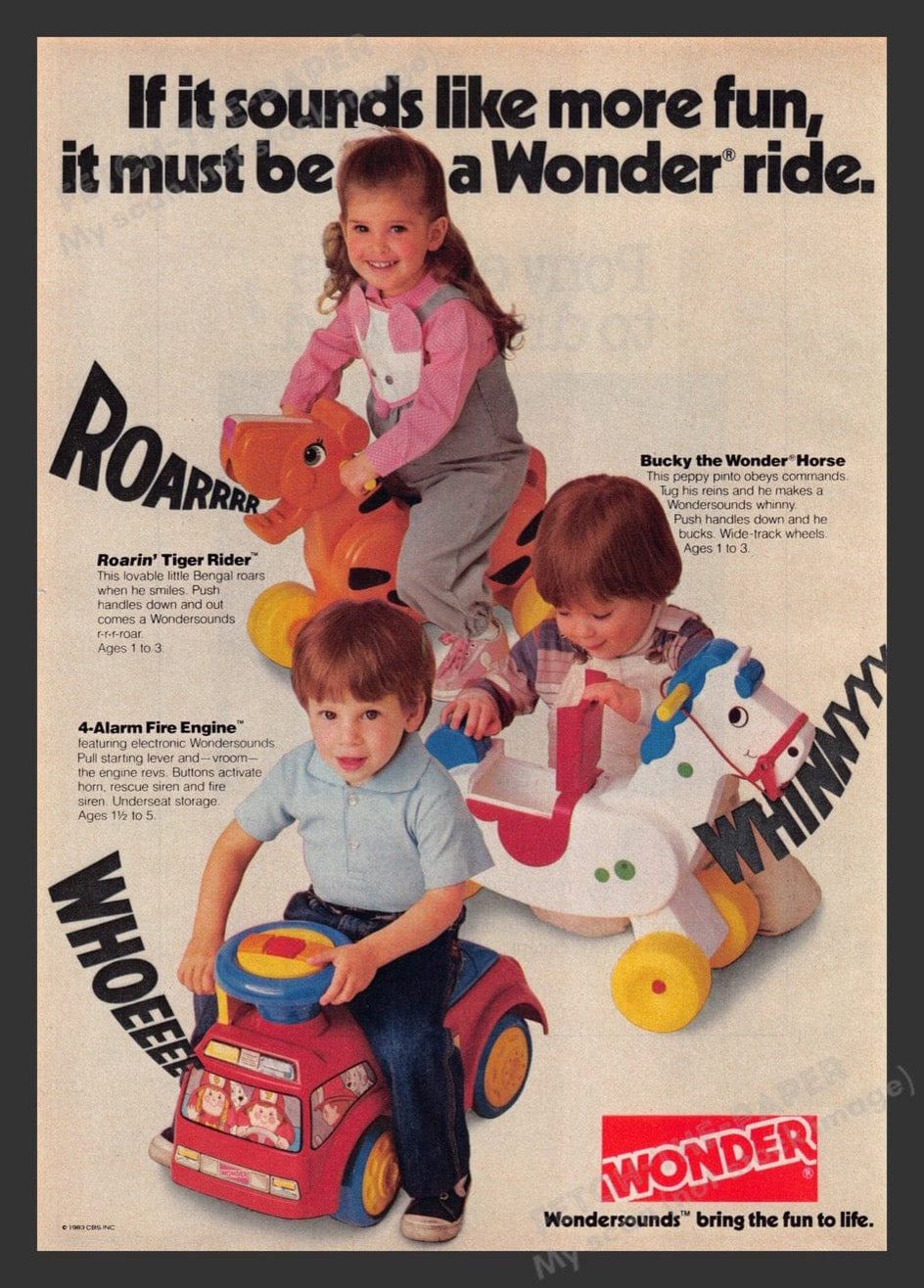 Wondersounds Ride on Kid Toys 1980s Print Advertisement Ad 1983 — Fetch ...