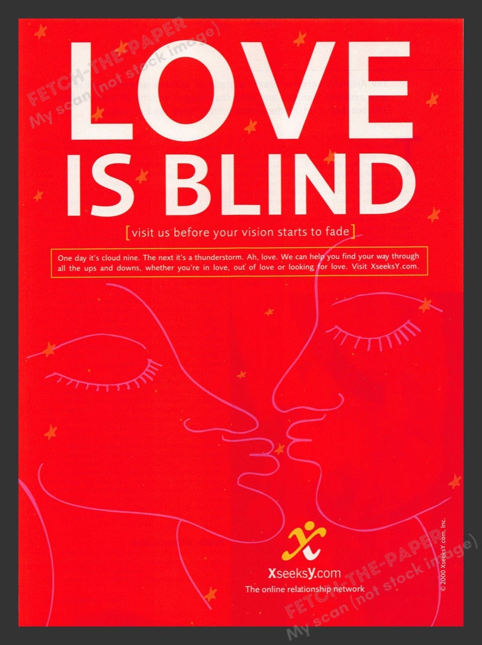 Vintage 2000s XseeksY Relationship Network Print Ad "Love is Blind ...