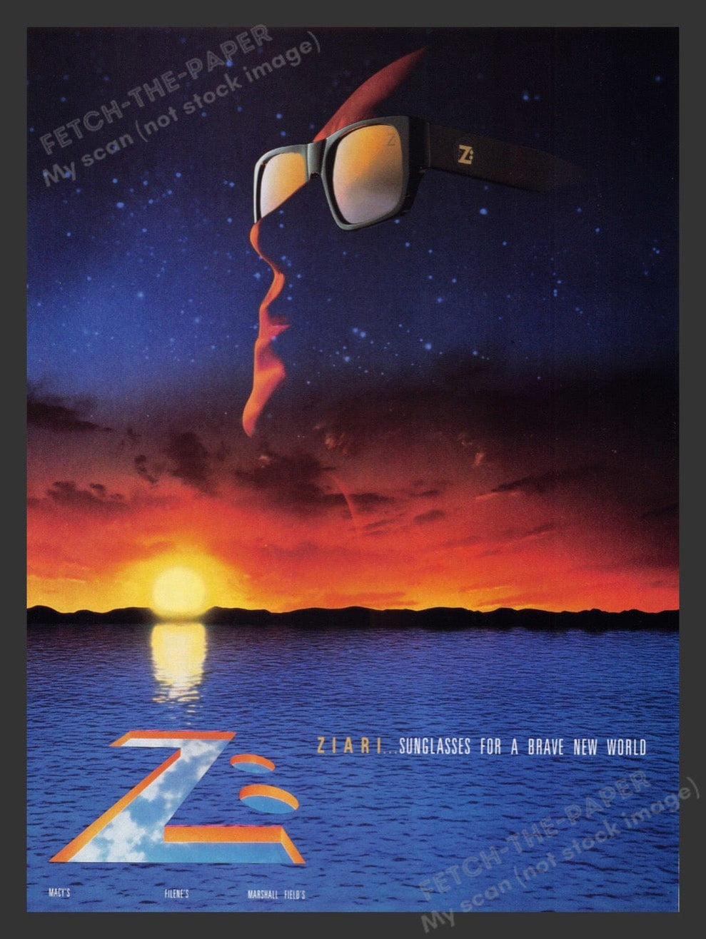 Ziari Sunglasses Sunset 1990s Print Advertisement Ad 1990 — Fetch-the-Paper